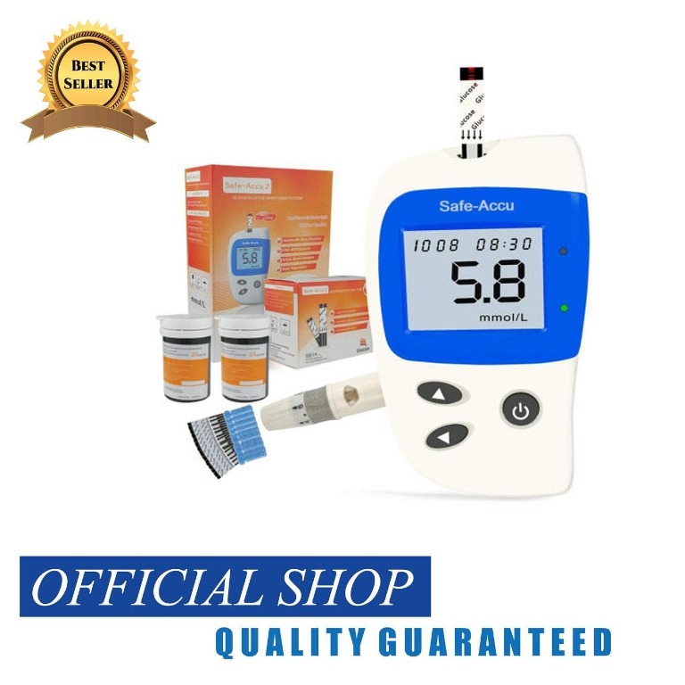 Safe-Accu 2 Blood Glucose Meter Machine w/ 25 Test Strips, Lancet, and ...