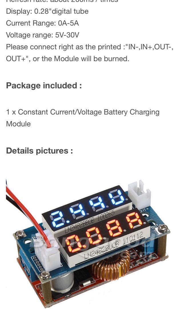 5A Constant LED Driver Battery Charging Module Voltmeter Ammeter Module ...