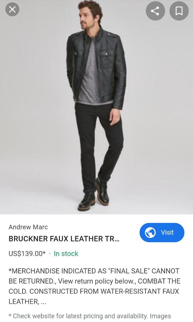 Marc New York Bruckner Faux Leather Jacket, Men's Fashion, Tops & Sets ...