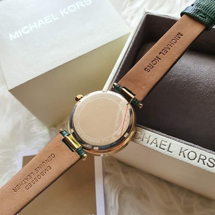 Michael Kors Womens Green Metallic Mini Parker Pave Silver-Tone Leather ...