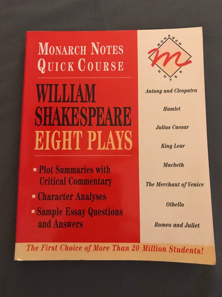 Monarch Noted Quick Course : William Shakespeare Eight Plays, Hobbies ...