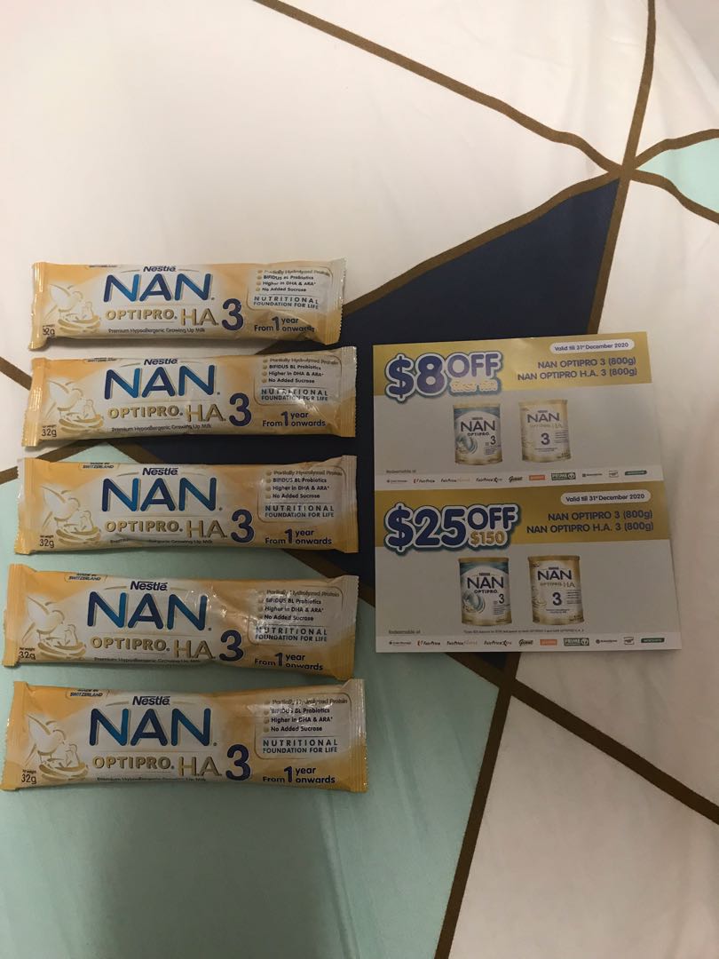 Nan Optipro Ha Stage 3 (Sachets + Voucher), Babies & Kids, Nursing ...