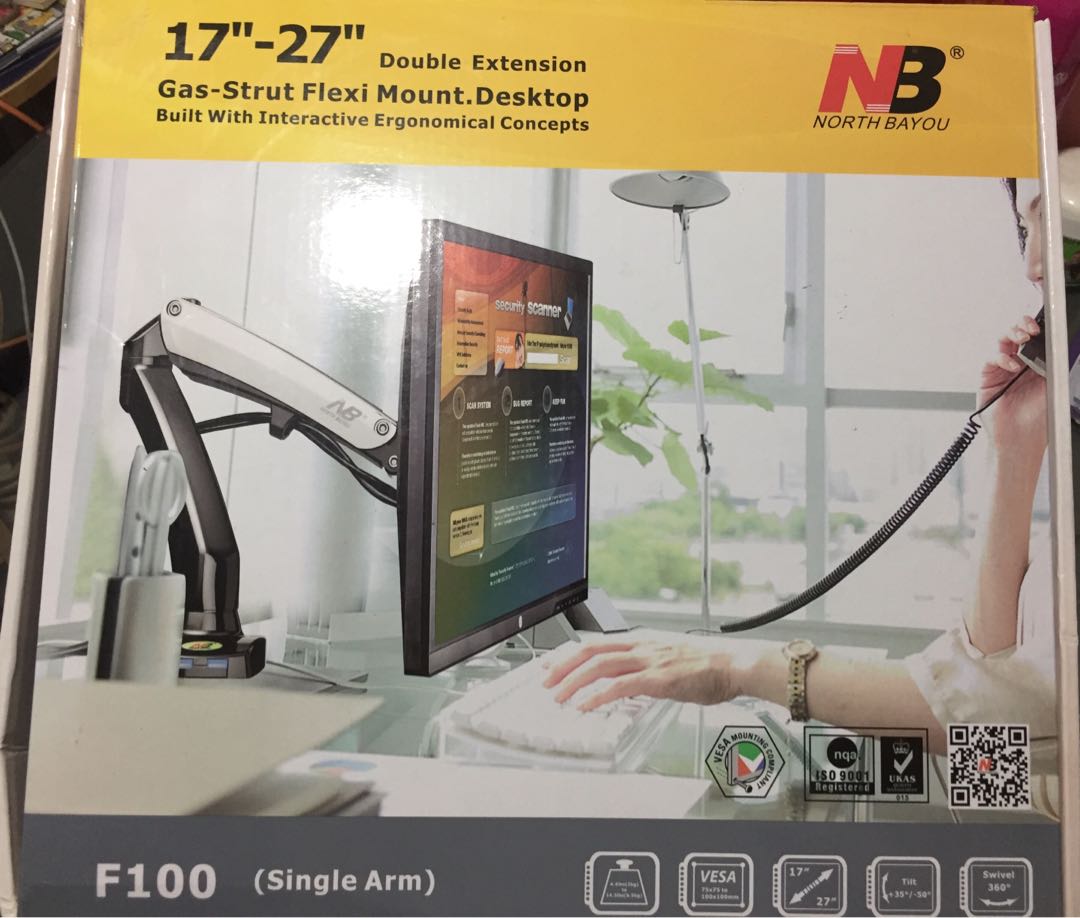 North Bayou Desktop Monitor Single Arm w 2 USB Ports, Computers & Tech ...