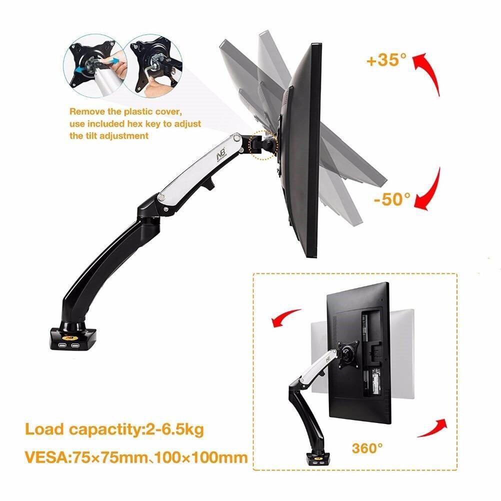North Bayou Desktop Monitor Single Arm w 2 USB Ports, Computers & Tech ...