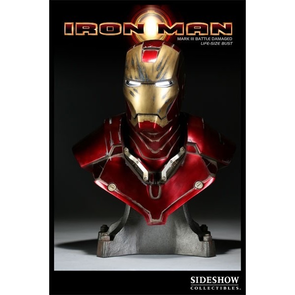 Sideshow Iron Man Mark 3 Battle Damage Life Size Bust Statue, Hobbies ...
