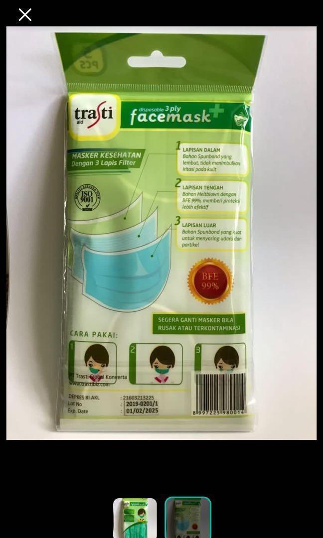 Trasti 3-Ply Surgical Mask [5 pieces], Health & Beauty, Face & Skin ...