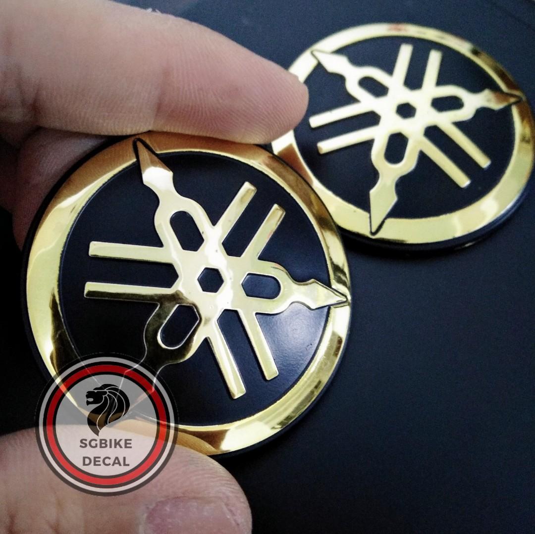 Gold yamaha logo 2pc, Motorcycles, Motorcycle Accessories on Carousell