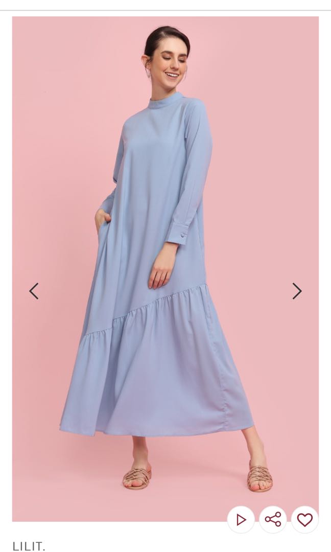 Lilit asymmetrical ruffle dress in blue, Women's Fashion, Dresses ...