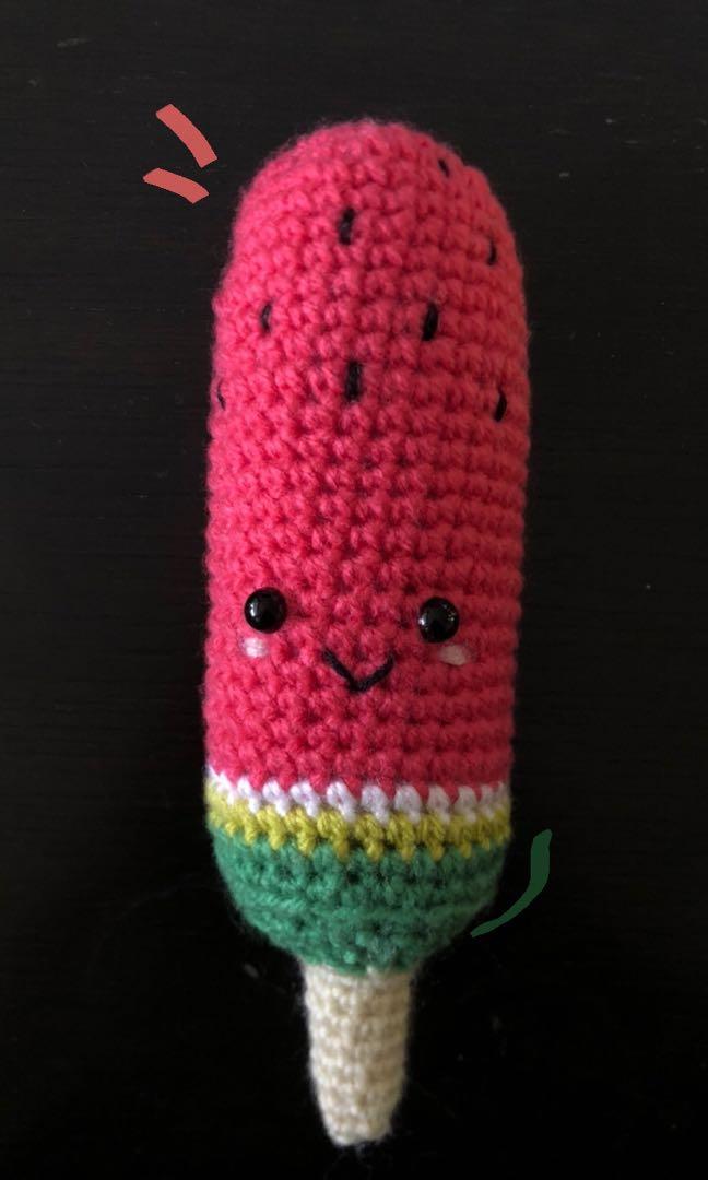 crochet watermelon popsicle, Hobbies & Toys, Stationery & Craft ...