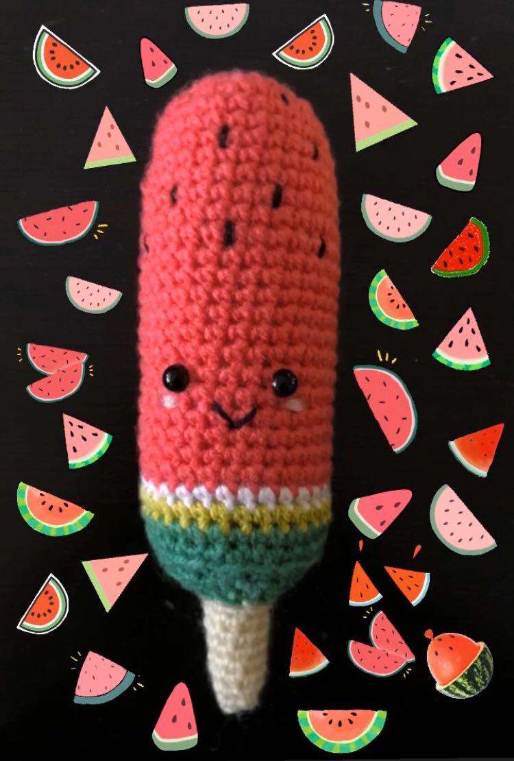 crochet watermelon popsicle, Hobbies & Toys, Stationery & Craft ...