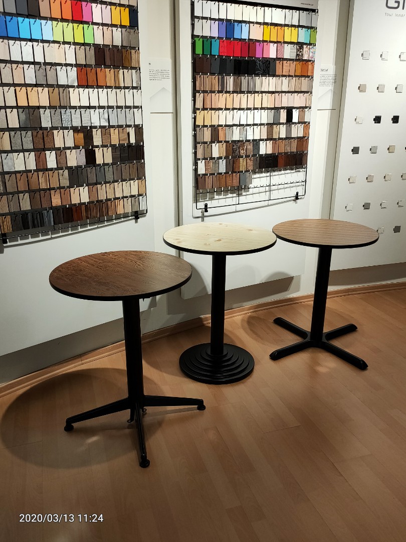 Japanese Laminates Round Tables With Black Steel Leg, Furniture & Home ...
