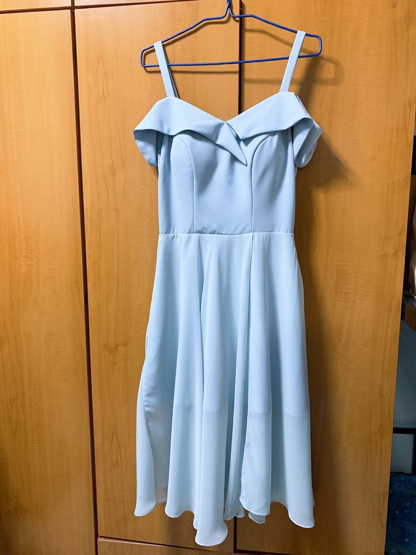 Pastel blue flowy dress, Women's Fashion, Muslimah Fashion, Dresses on ...