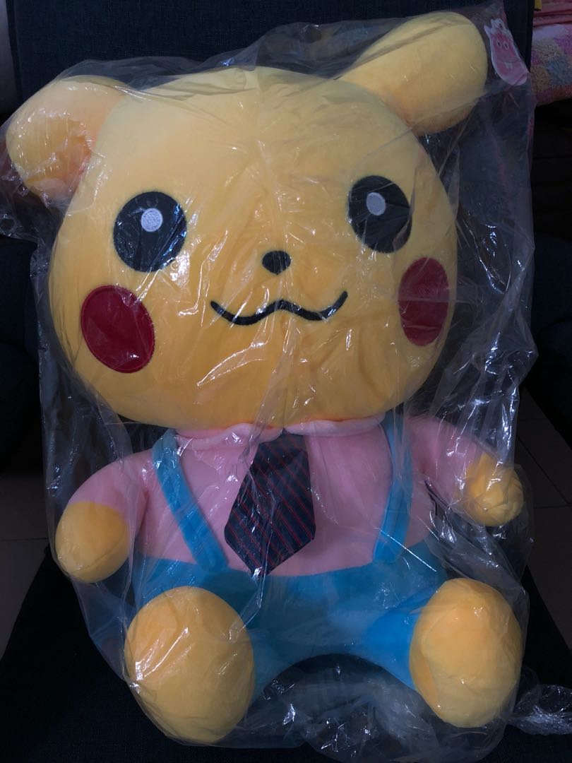 Pikachu (in overalls) Plushie, Hobbies & Toys, Toys & Games on Carousell