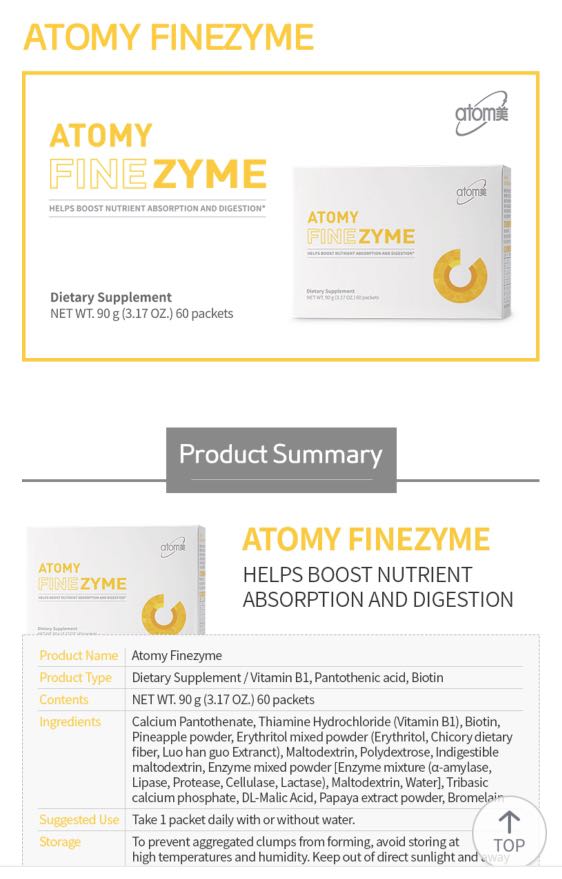 atomy finezyme, Health & Nutrition, Health Supplements, Vitamins ...
