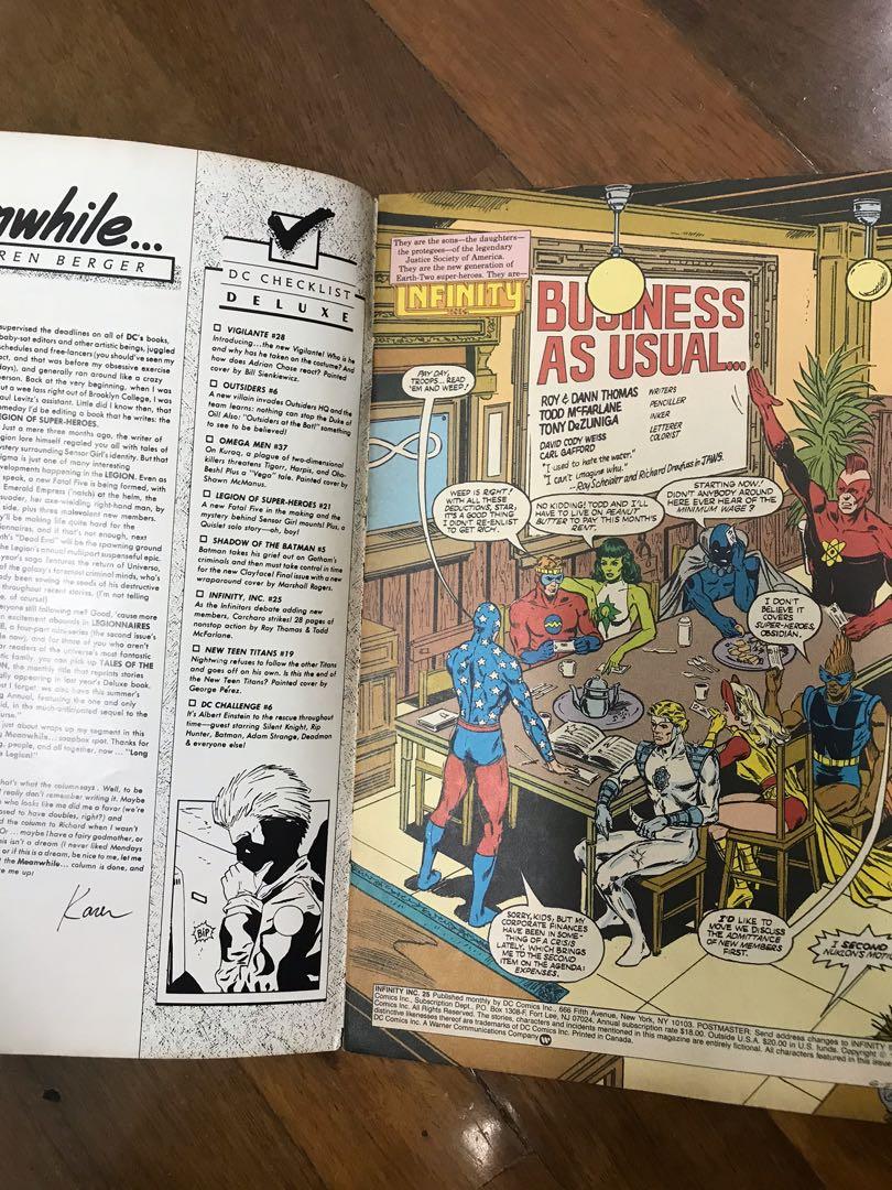DC Infinity Inc: vintage comic no 26, Apr 1986, Hobbies & Toys, Books ...