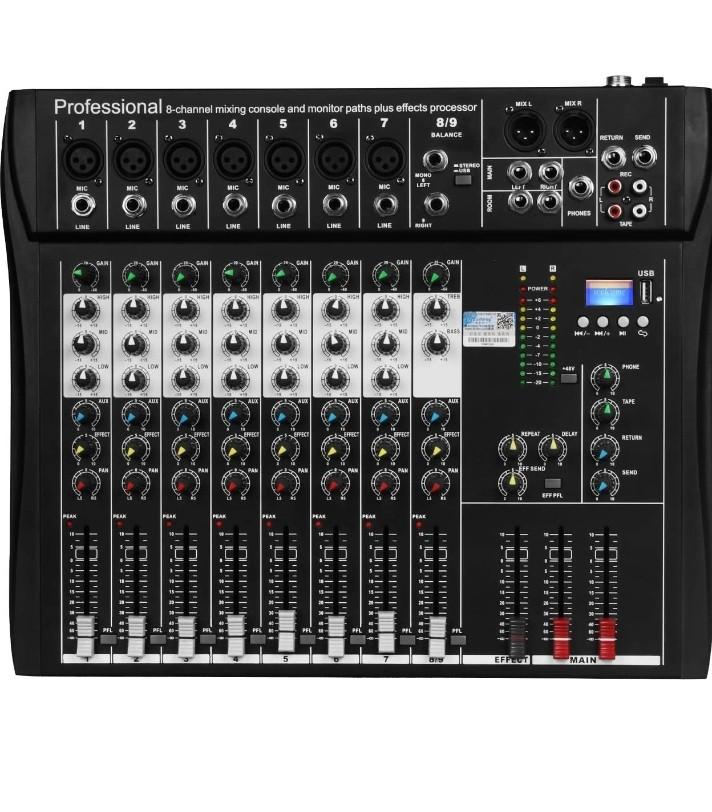 Depusheng DT8 Professional 8 Channel DJ Sound Mixing Console with ...