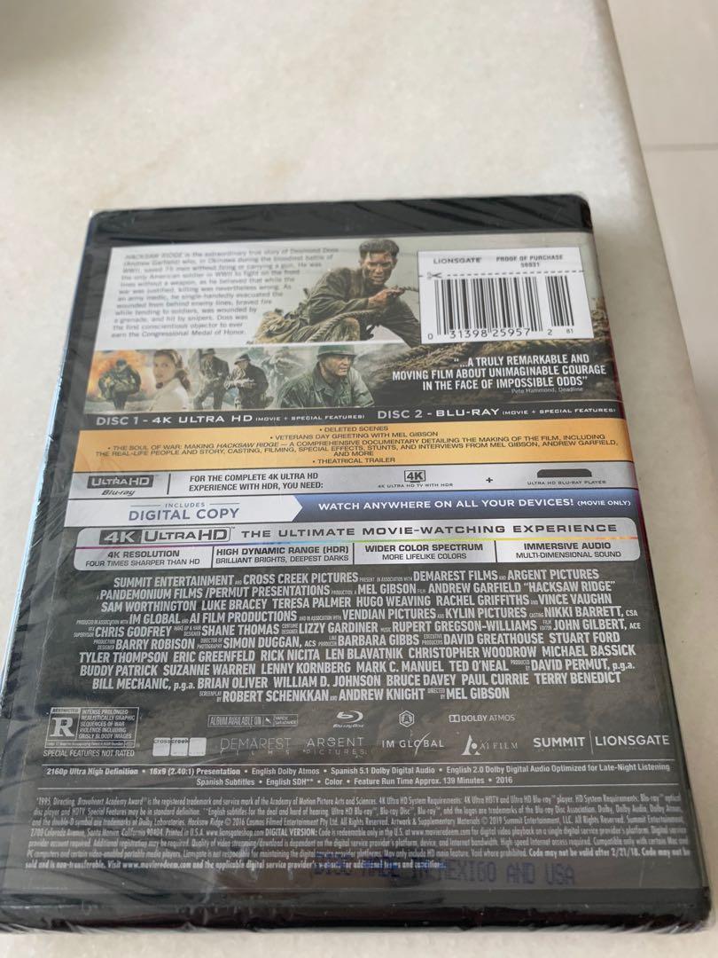 Hacksaw Ridge (4K Ultra HD + Blu Ray + Digital), TV & Home Appliances ...