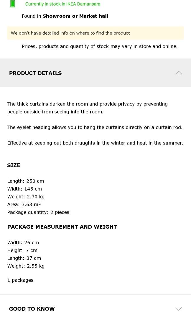 Ikea Merete - White Curtain, Furniture & Home Living, Home Decor ...