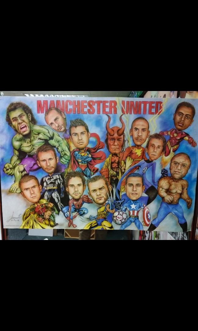 MANCHESTER UNITED CARTOON POSTER, Furniture & Home Living, Home Decor ...