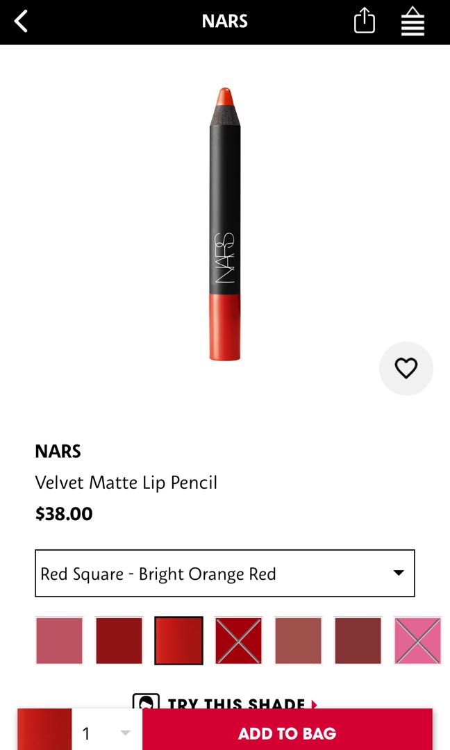 Nars Velvet Matte Pencil Red Square, Beauty & Personal Care, Face ...