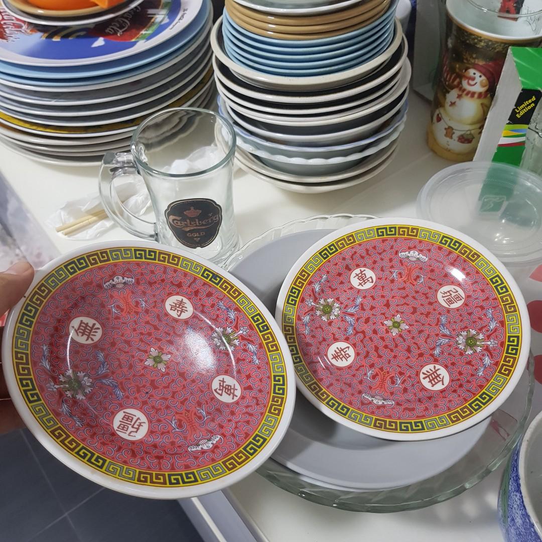 Classic chinese plate (longevity print), Furniture & Home Living ...