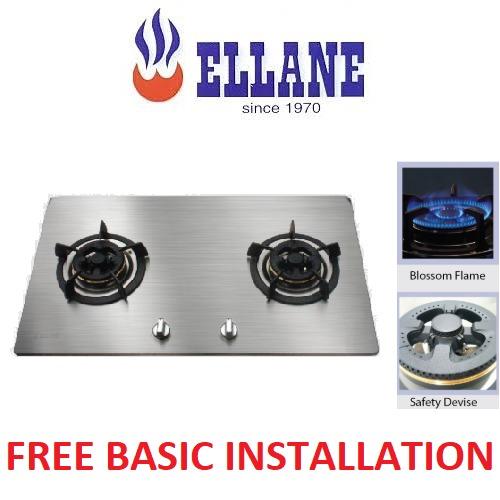 ELLANE OS-802SV 86CM 2 BURNER STAINLESS STEEL GAS HOB WITH SAFETY ...