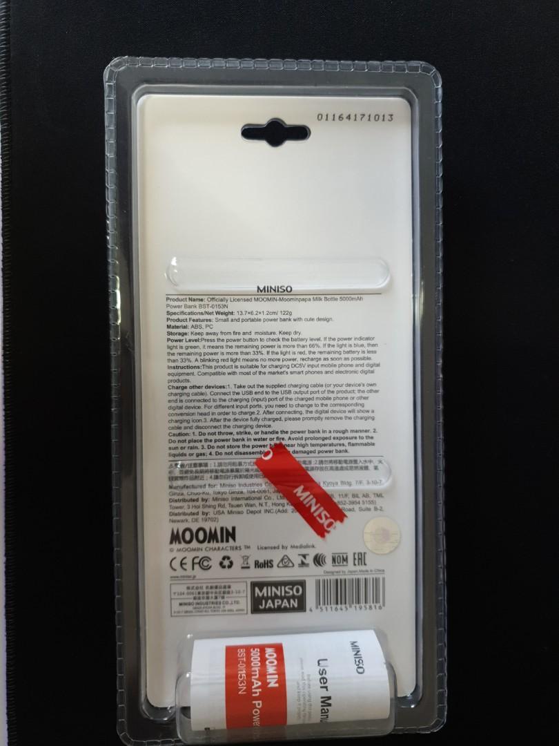 Moomin Miniso Power bank 5000mAh, Mobile Phones & Gadgets, Mobile ...