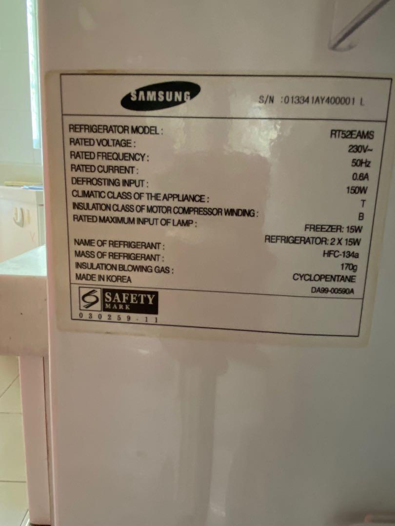 Samsung Refrigerator RT52EAMS, TV & Home Appliances, Kitchen Appliances ...