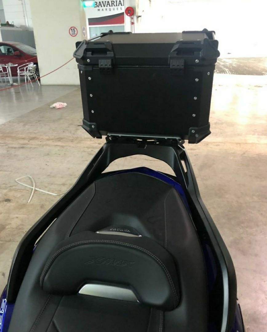 FREE BACKREST 55L aluminium motorcycle top box black metal FREE ...