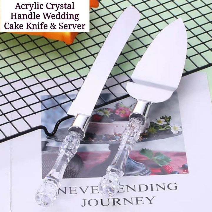 Acrylic Crystal Handle Stainless Steel Wedding Cake Knife & Sever set ...