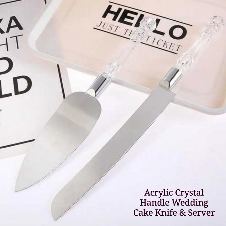 Acrylic Crystal Handle Stainless Steel Wedding Cake Knife And Sever Set Furniture And Home Living