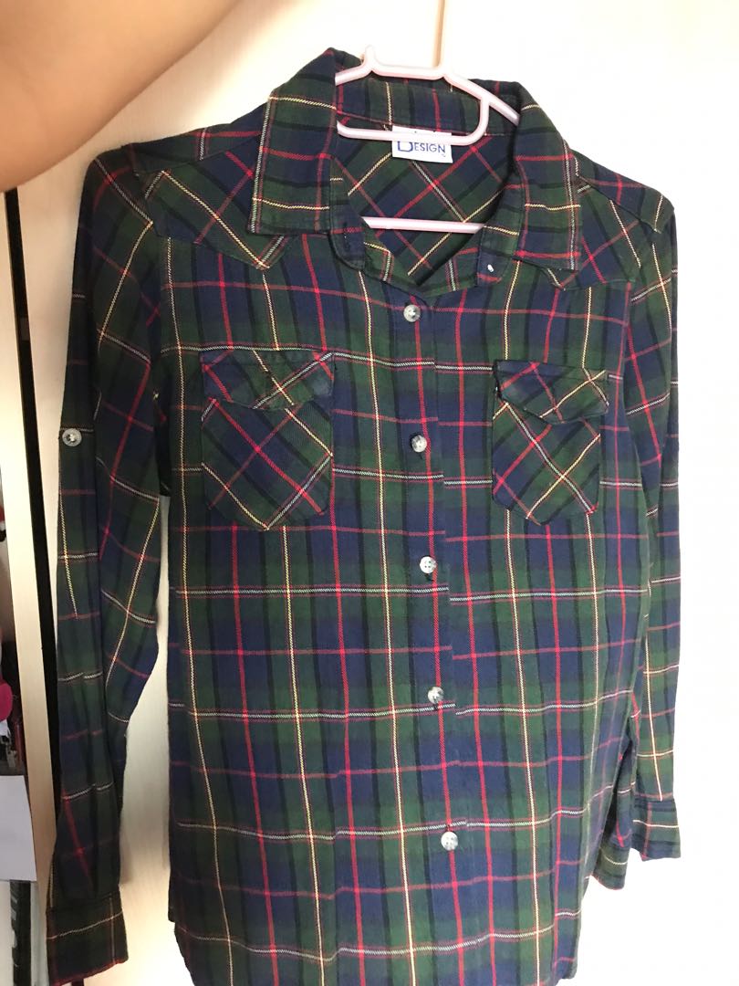 Checkered Flannel Shirt, Women's Fashion, Tops, Longsleeves on Carousell