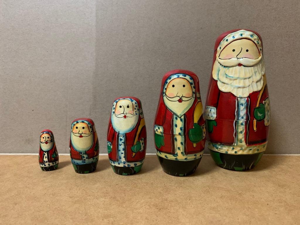 (more than 40 yrs old) Antique Handcrafted Russian Nesting Dolls (Santa ...