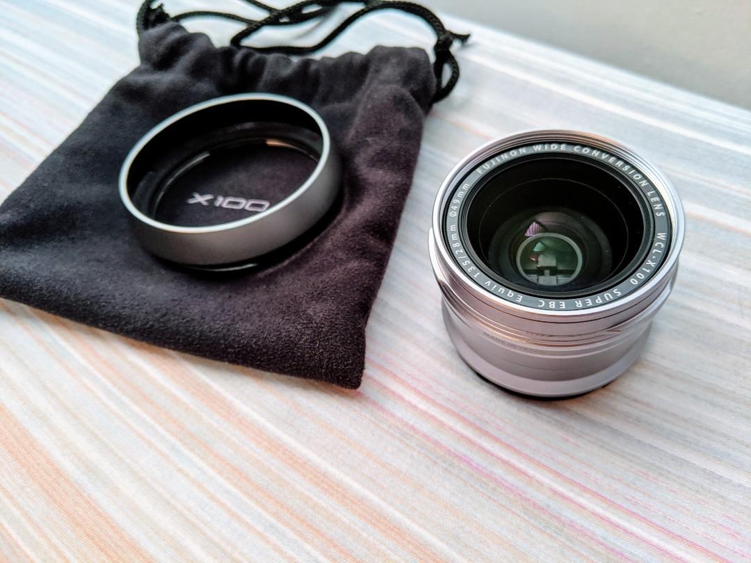 Fujifilm WCL-X100 Wide Converter Silver + JJC hood, Photography, Lens & Kits on Carousell