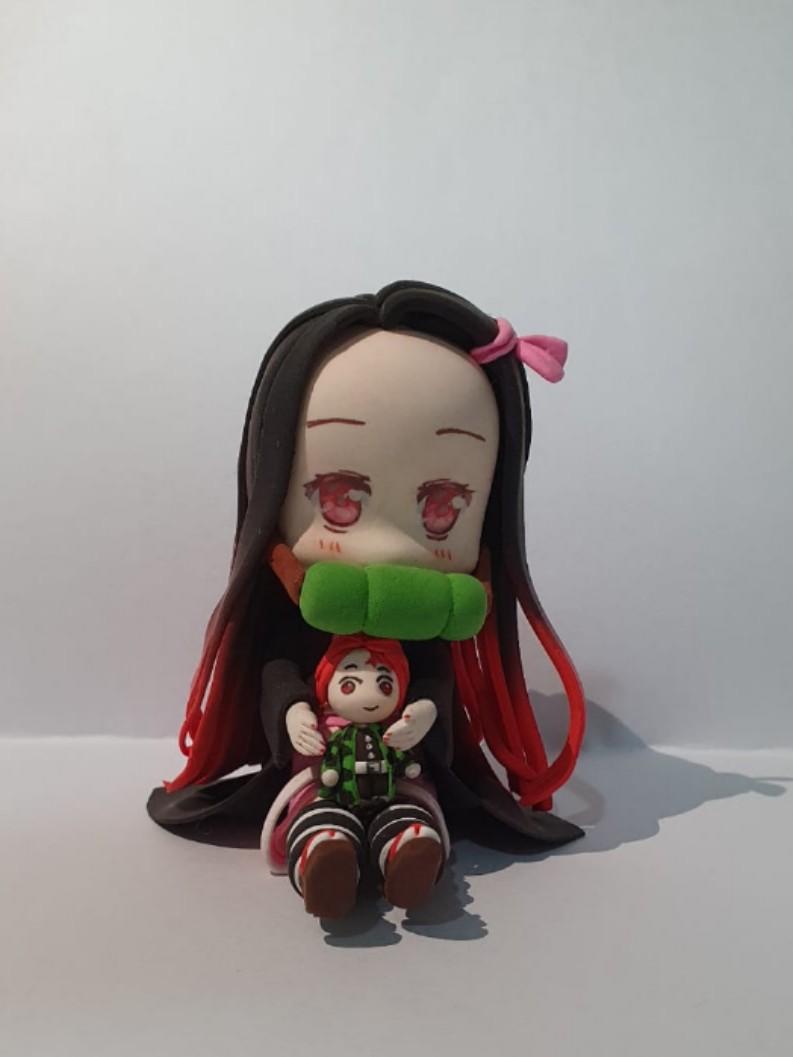 Handmade air dry clay figurine: kimetsu no yaiba, nezuko, Hobbies ...
