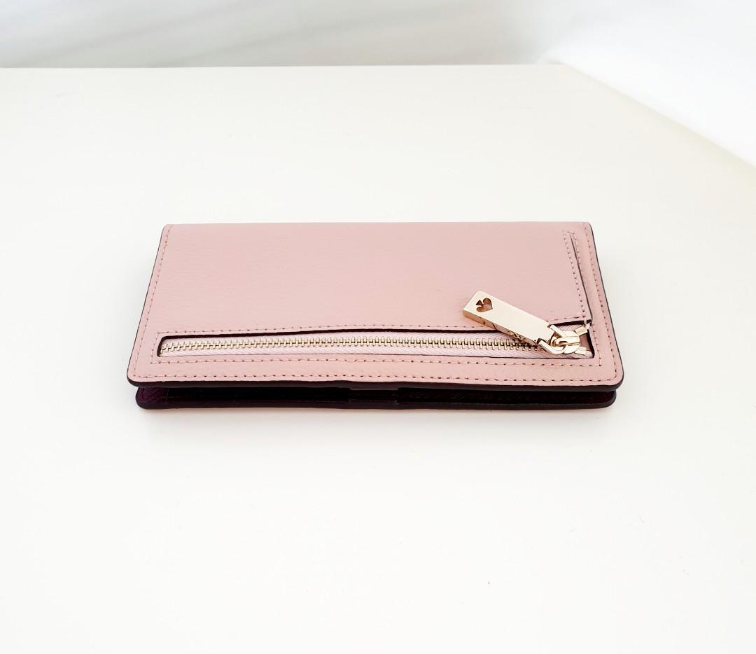 Kate Spade Eva Large Slim Bifold Wallet Pink and Mahogany, Women's ...