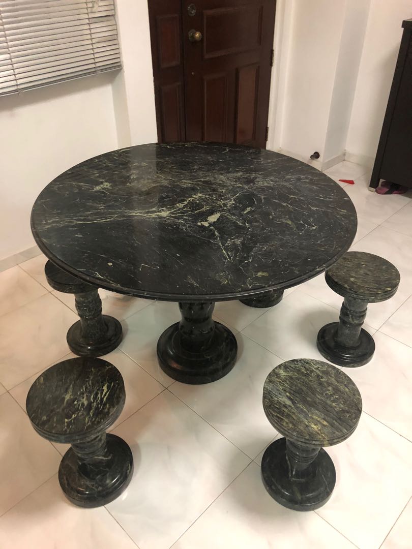 Round marble table, Furniture & Home Living, Furniture, Tables & Sets ...