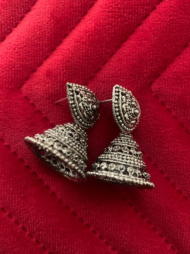 Traditional Indian Silver Earring ( Jimiki), Women's Fashion, Jewelry ...