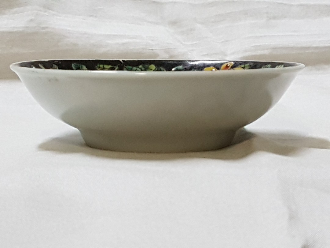 Vintage Porcelain Sauce Plate Black Color With Flowers, Furniture ...