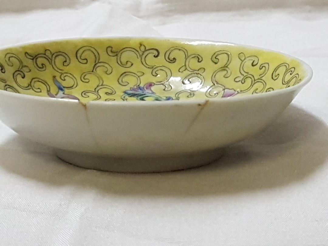 Vintage Porcelain Sauce Plate Yellow Color, Furniture & Home Living ...