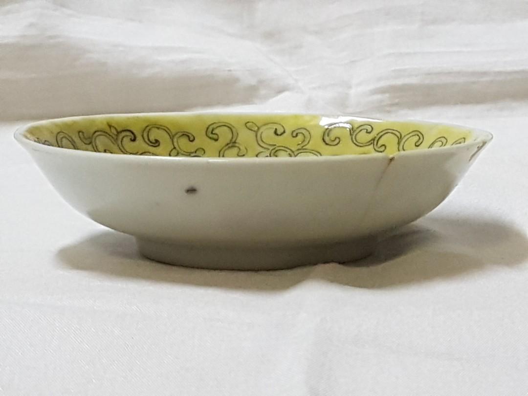Vintage Porcelain Sauce Plate Yellow Color, Furniture & Home Living ...