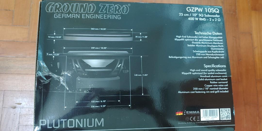8 Months Old Ground Zero Plutonium GZPW 10SQ 10" Hi End SQ Subwoofer ...