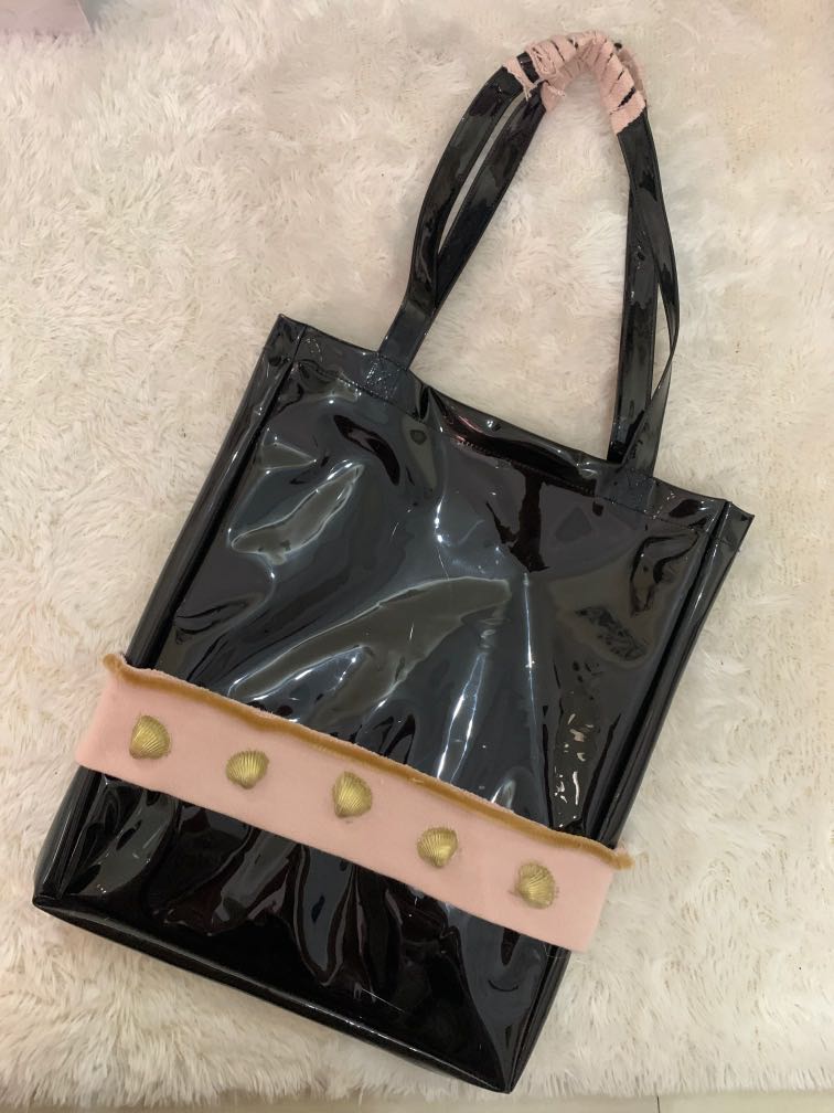 diy clear tote bag black, Barang Mewah, Tas & Dompet di Carousell