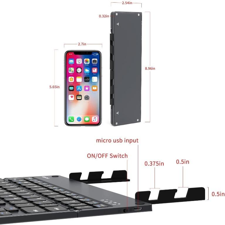 Jelly Comb Portable Ultra-Slim Foldable Mini Keyboard with Holders ...