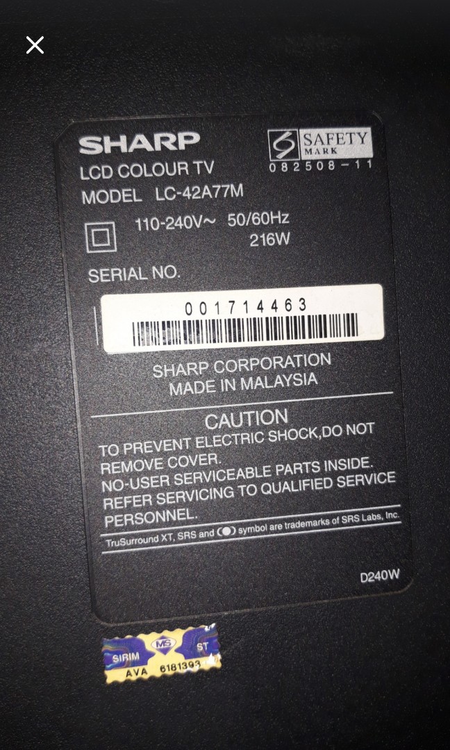 Mainboard Sharp LCD TV, TV & Home Appliances, TV & Entertainment, TV on Carousell