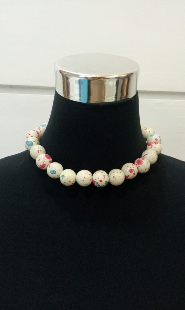 Pebble Pop Funk Chunky Necklace Chocker Paint Splatter, Women's Fashion ...