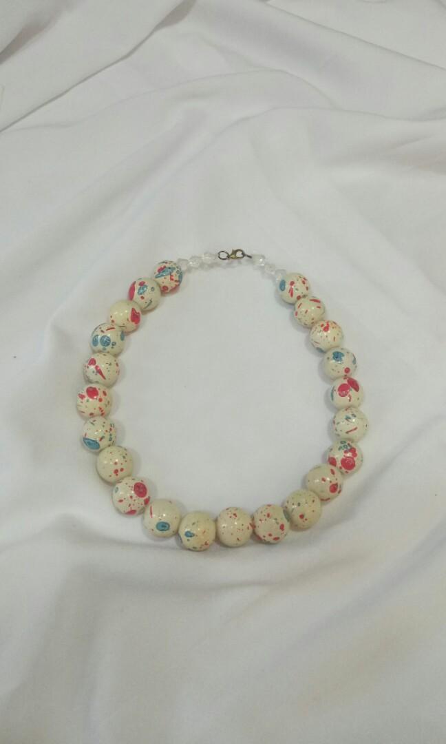 Pebble Pop Funk Chunky Necklace Chocker Paint Splatter, Women's Fashion ...