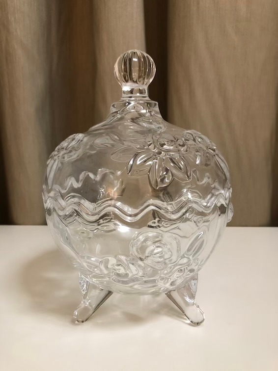 Vintage Cut Glass Embossed Cannister, Furniture & Home Living, Home ...