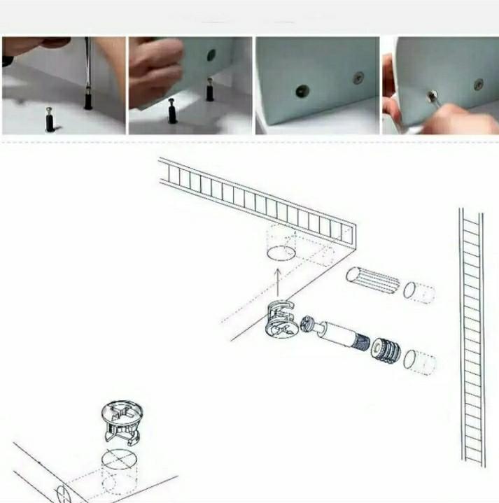 3 in 1 Furniture Connecting Fittings (cam fitting + Dowel + Pre ...