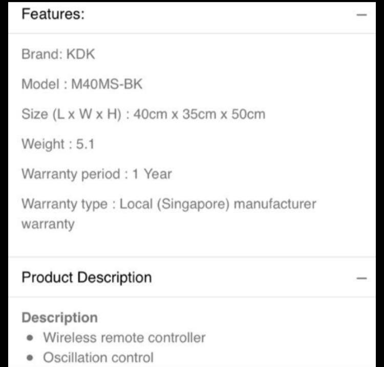 BNIB KDK M40MS Wall Fan with Remote , Furniture & Home Living, Lighting ...
